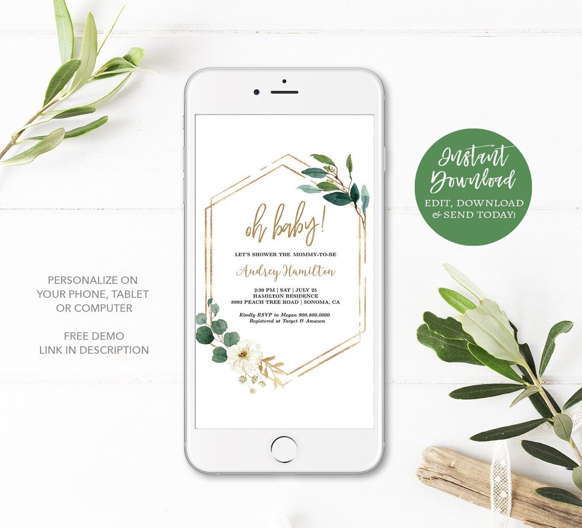 Digital Baby Shower Invitation Electronic Invitation | Etsy