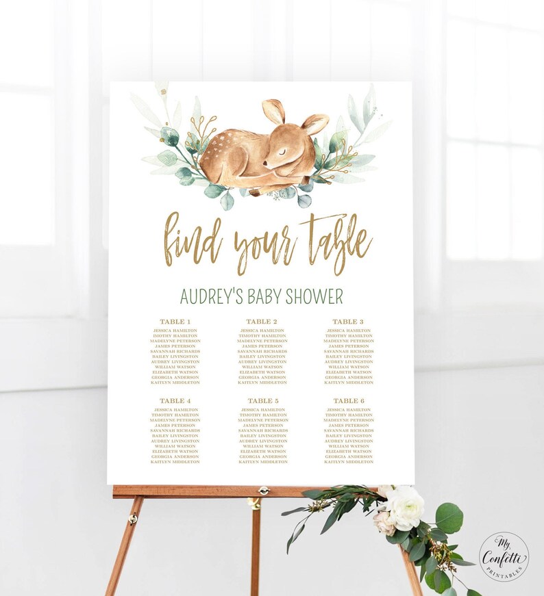 Baby Shower Seating Chart Sign, Printable Seating Chart Sign Template ...