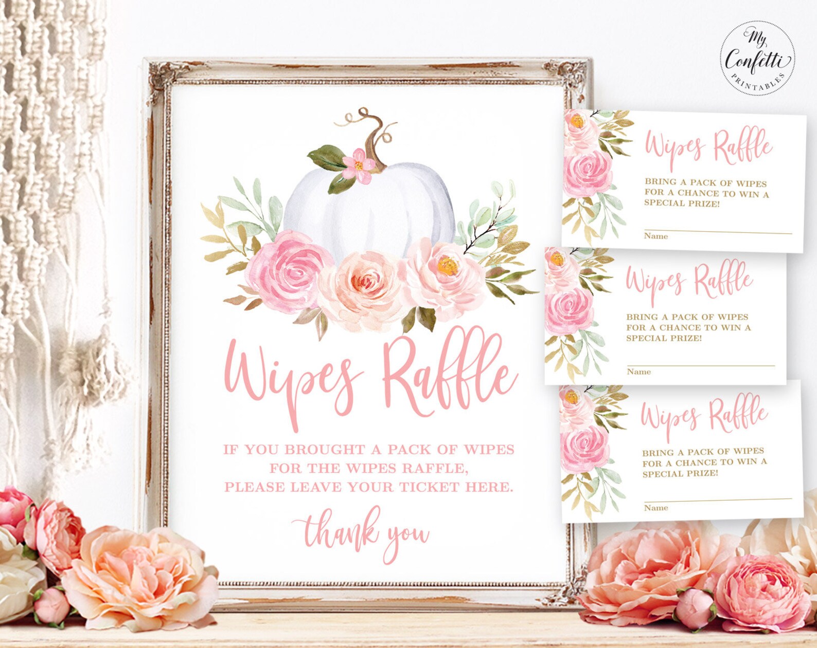 Wipes Raffle Sign and Raffle Tickets Printable White - Etsy