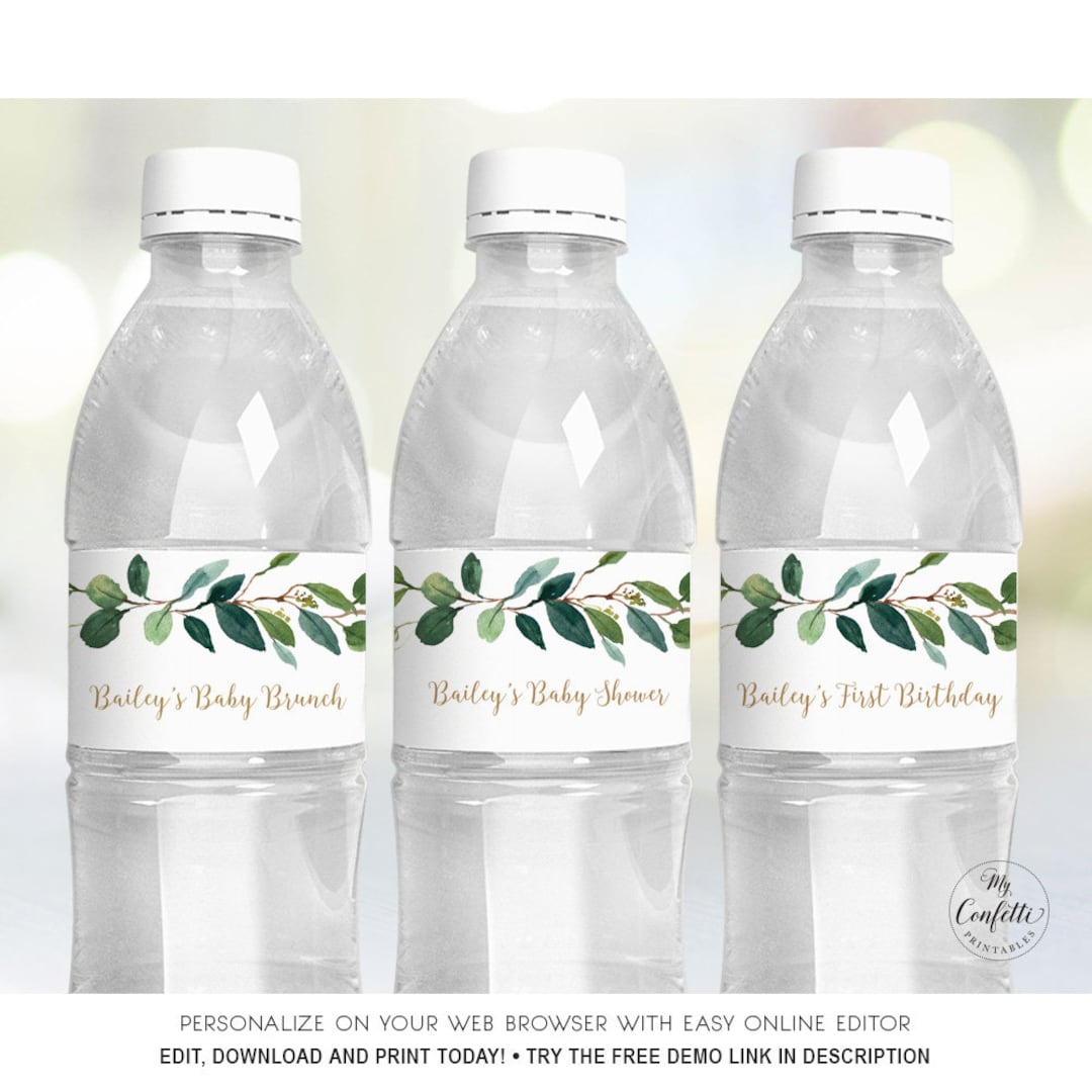 Greenery Water Bottle Labels Printable Water Bottle Label - Etsy greenery-water-bottle-labels-printable-water-bottle-label-etsy
