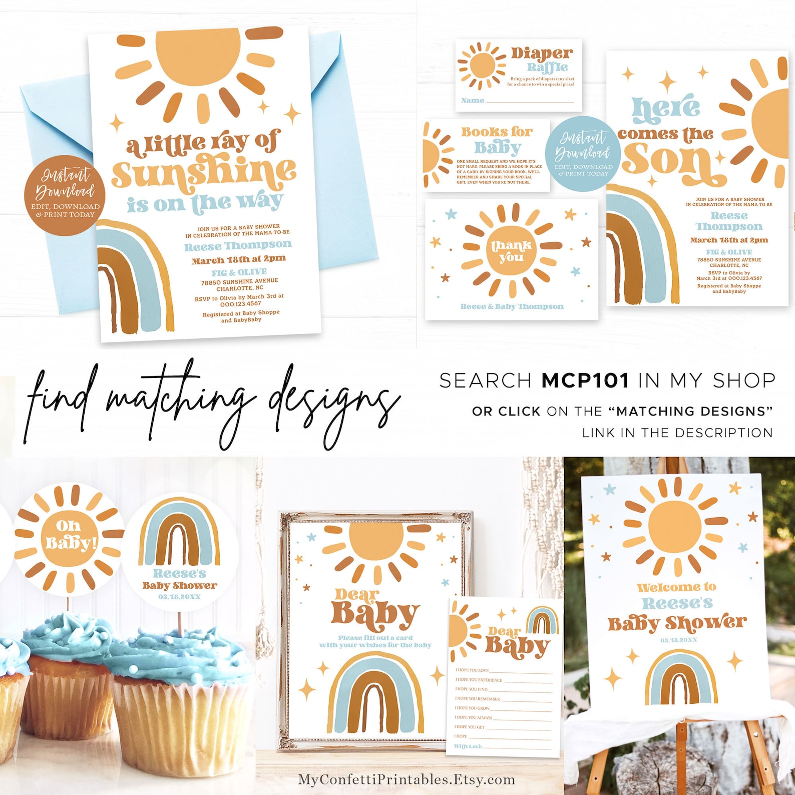 Here Comes the Son, Digital Baby Shower Invitation Template, Electronic ...