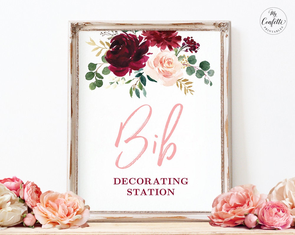 Bib Decorating Station Sign Printable Baby Shower Decorate A | Etsy