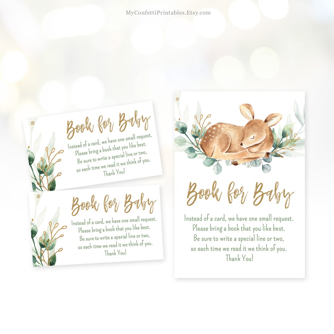 Book for Baby Insert Card, Editable Baby Shower Insert Card Template ...
