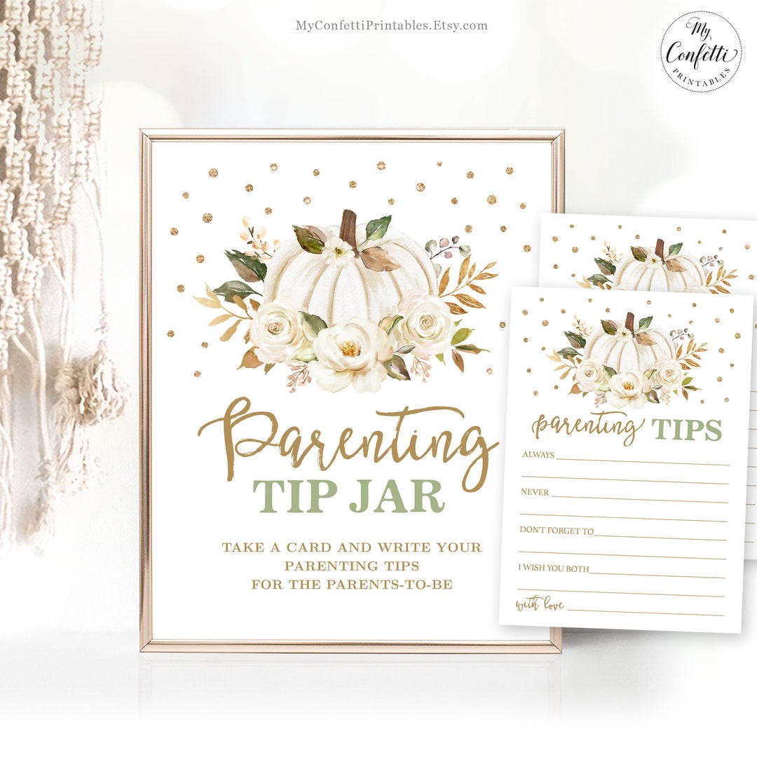 Parenting Tip Jar Sign and Cards, Printable Baby Shower Game, Parenting ...