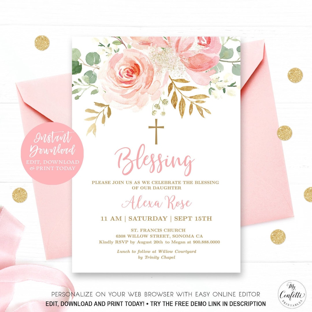 Blessing Invitation, Editable Blessing Invitation Template, Printable ...