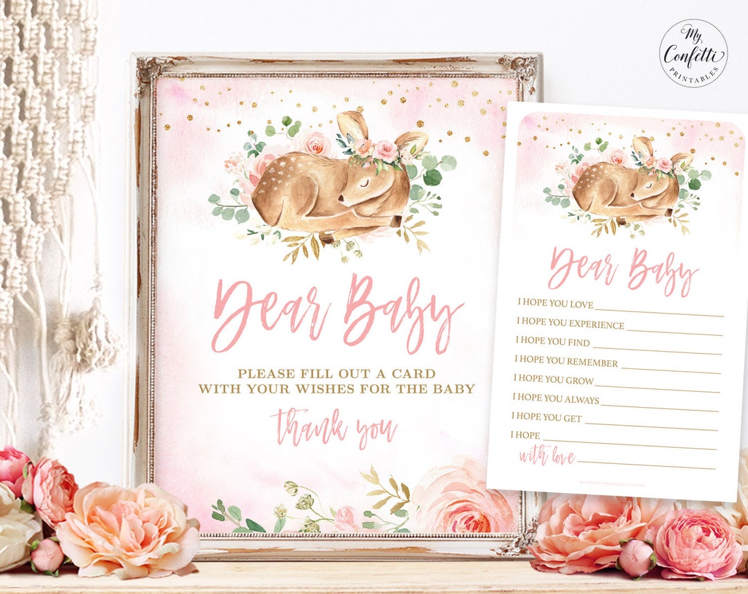 Dear Baby Sign & Cards Set, Printable Wishes for Baby Sign and Cards ...