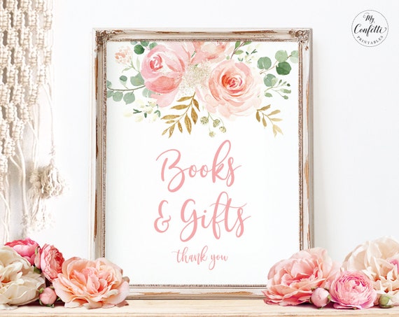 Books & Gifts Sign Printable Books and Gifts Sign Blush Pink | Etsy