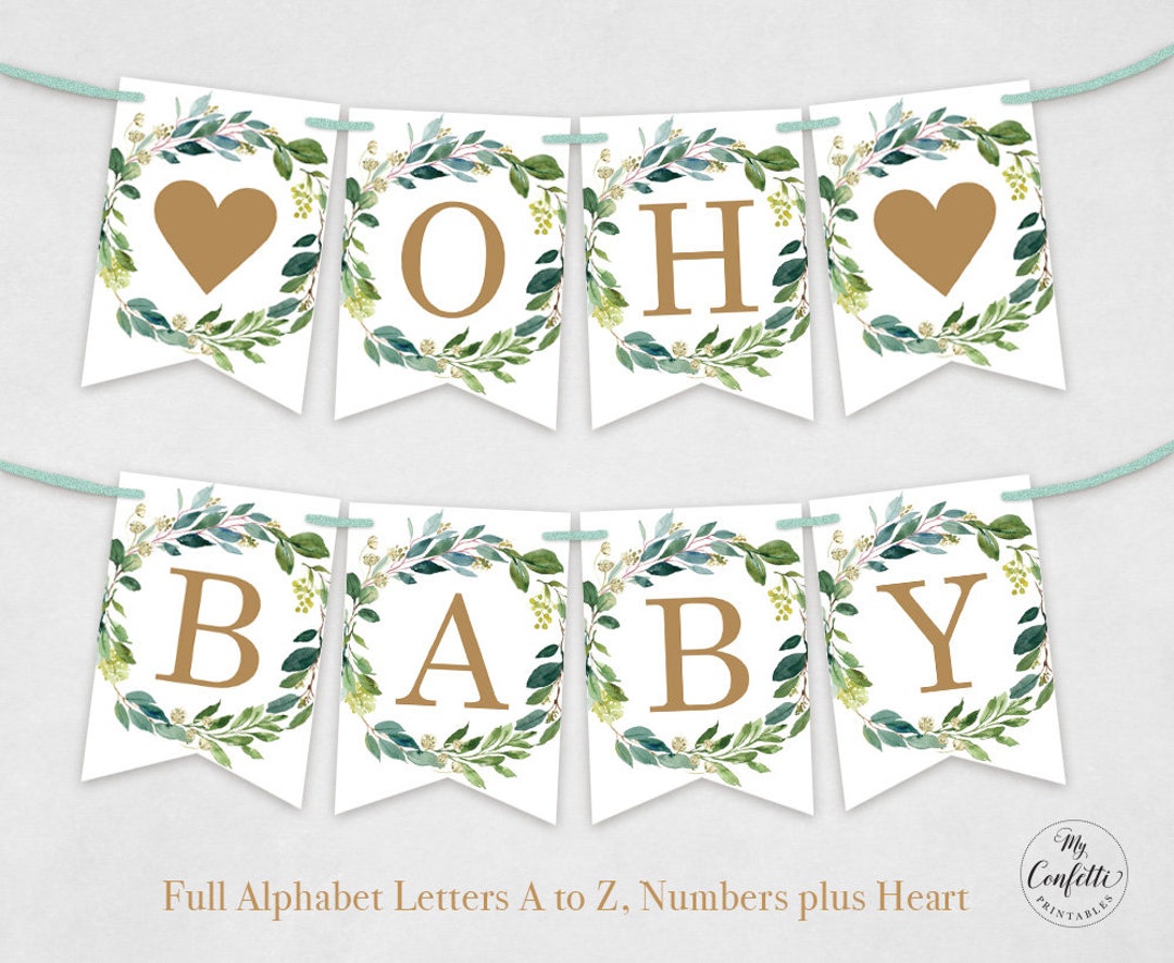 Printable Alphabet Banner Set, Letters A to Z, Numbers Plus Heart, Baby ...
