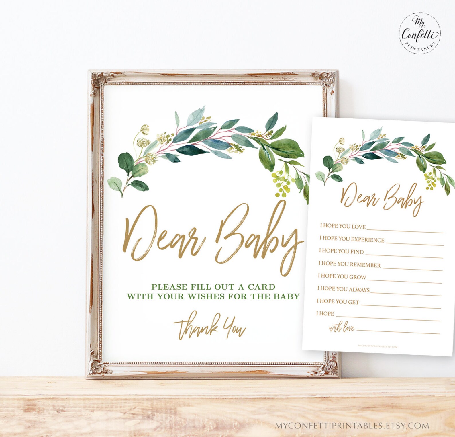 Dear Baby Wishes for Baby Shower Game Sign & Cards | Etsy