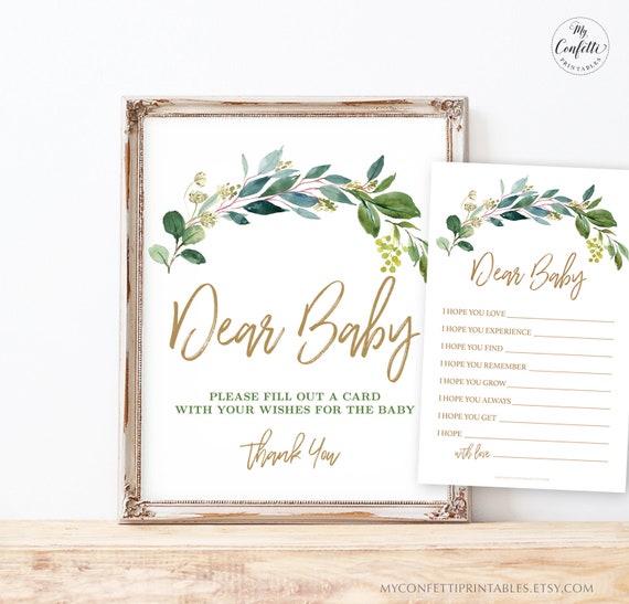 Dear Baby Wishes for Baby Shower Game Sign & Cards | Etsy