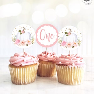 Editable ANY AGE Birthday Cupcake Topper Template, Printable Pumpkin ...