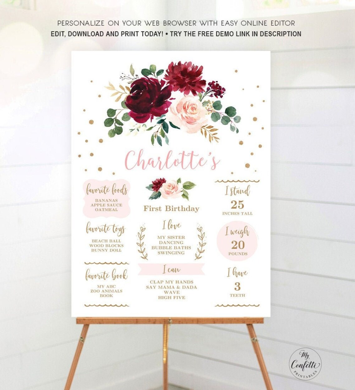 EDITABLE Birthday Milestone Board Printable Birthday - Etsy