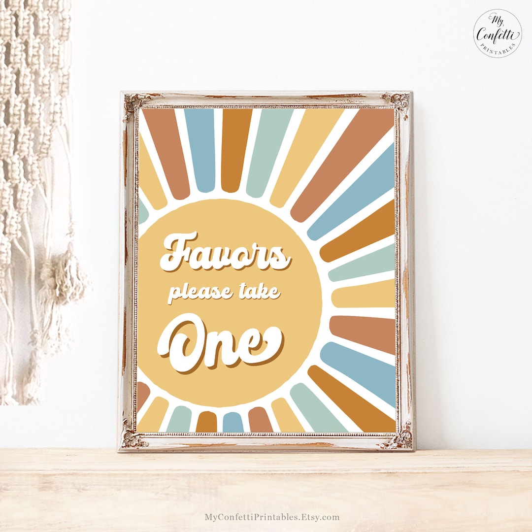 Printable Favors Sign, Favors Please Take One Sign, Boy Birthday, 70s ...