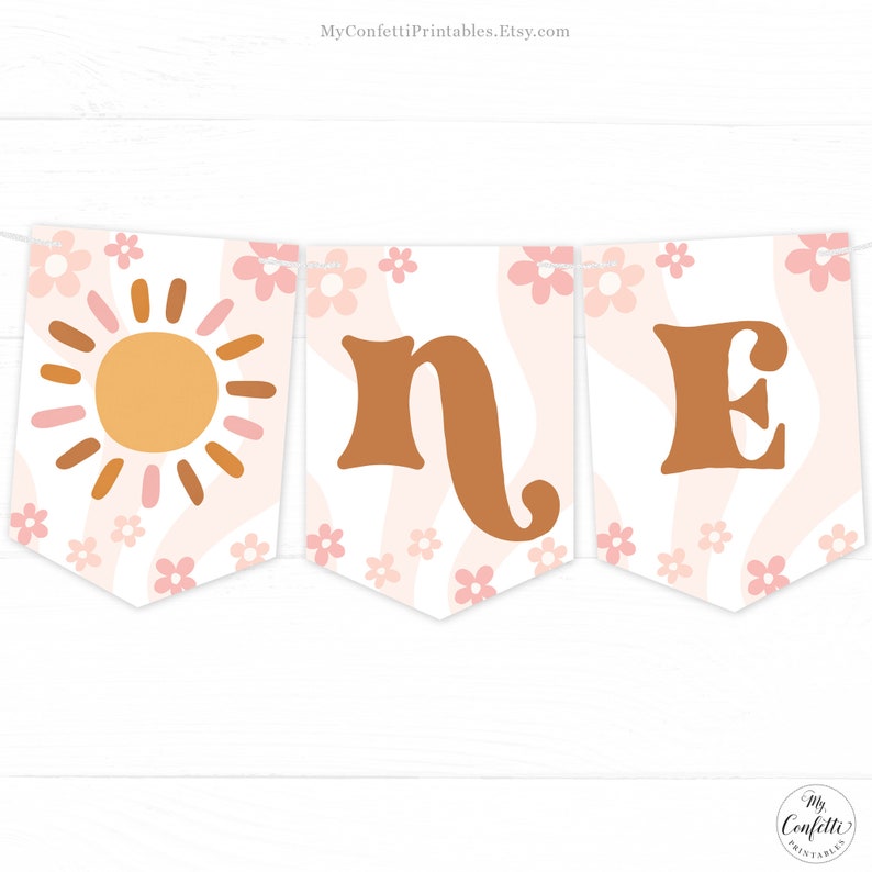 Printable ONE Banner Rainbow and Sunshine One Banner Girl - Etsy
