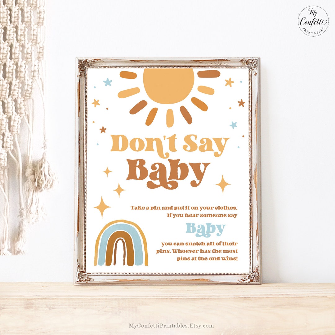 Don't Say Baby Game Sign, Printable Don't Say Baby Sign, Sunshine ...