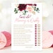 Pink Burgundy Floral Baby Shower Game BUNDLE Six Printable - Etsy