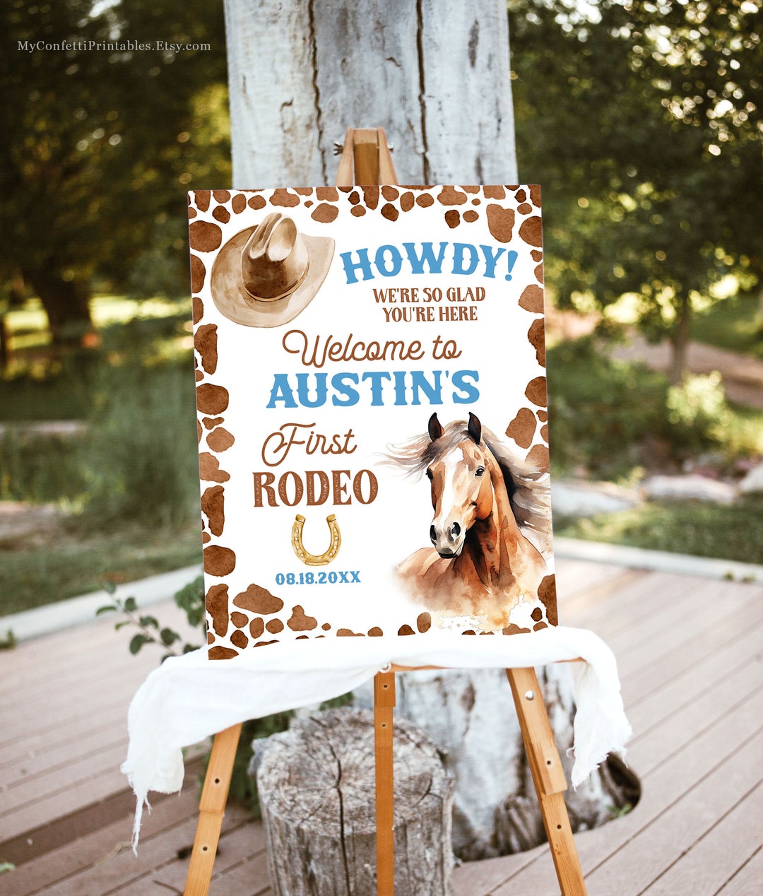 Editable Any AGE Cowboy Birthday Welcome Sign Template, Rodeo, Western ...