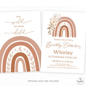 ANY AGE Boho Rainbow Birthday Invitation, Printable Birthday Invitation ...