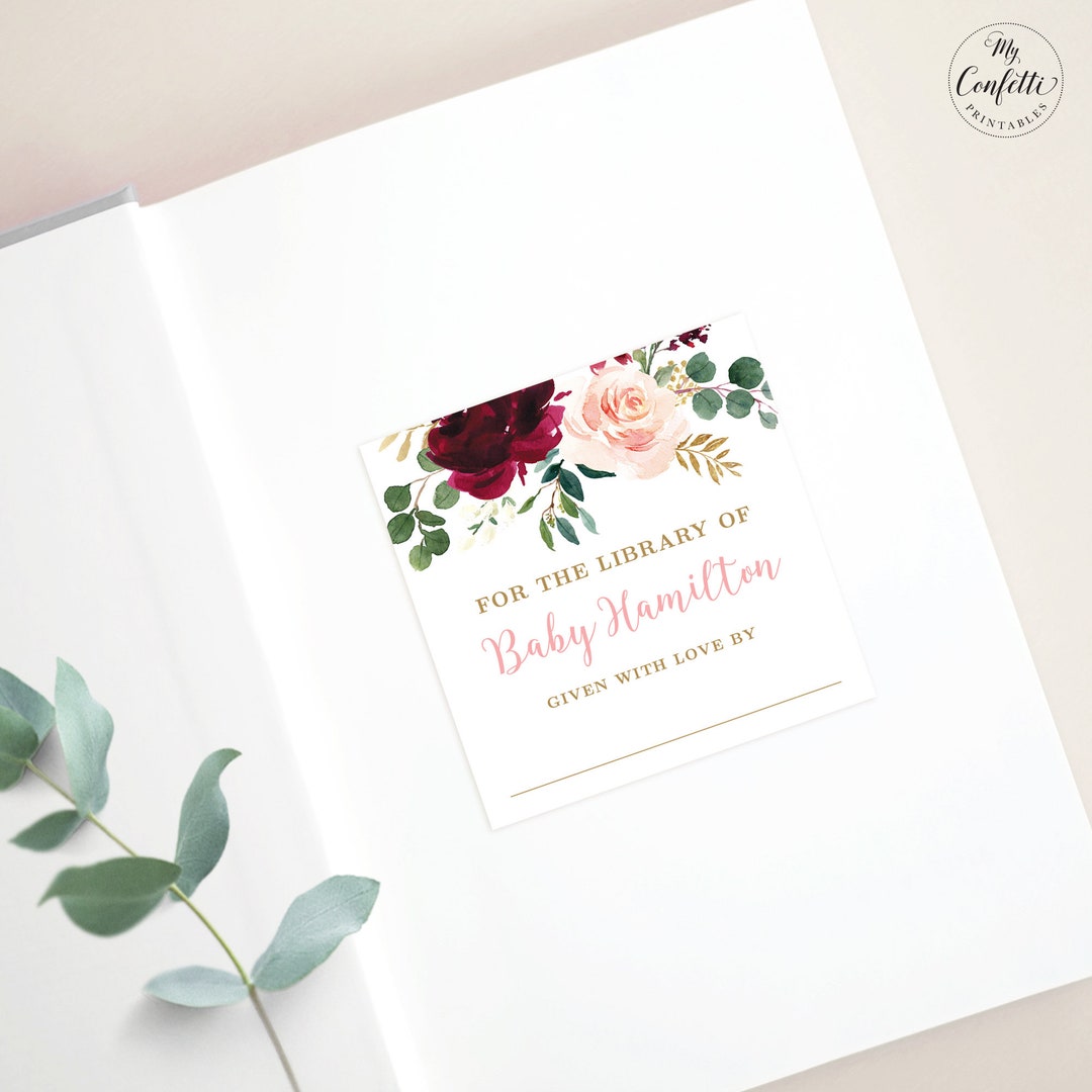 Editable Book Label Template, Custom Book Label, Printable Baby Book ...