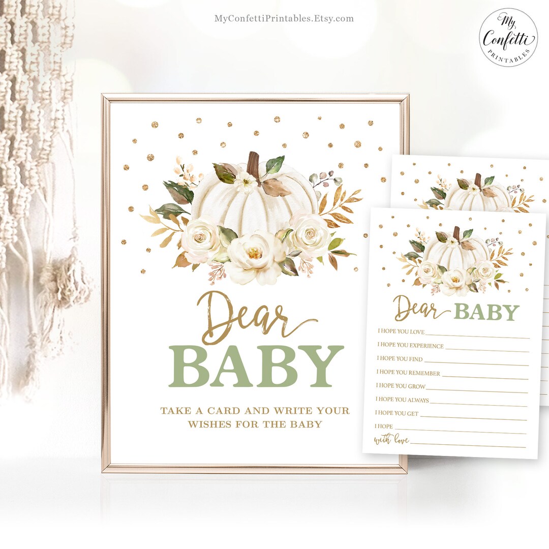 Dear Baby Game Sign and Cards, Printable Baby Shower Game, Wishes for ...