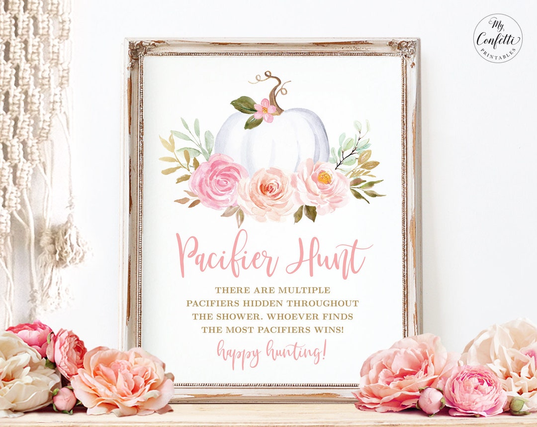 Pacifier Hunt Game Sign, Printable Baby Shower Pacifier Hunt Sign ...