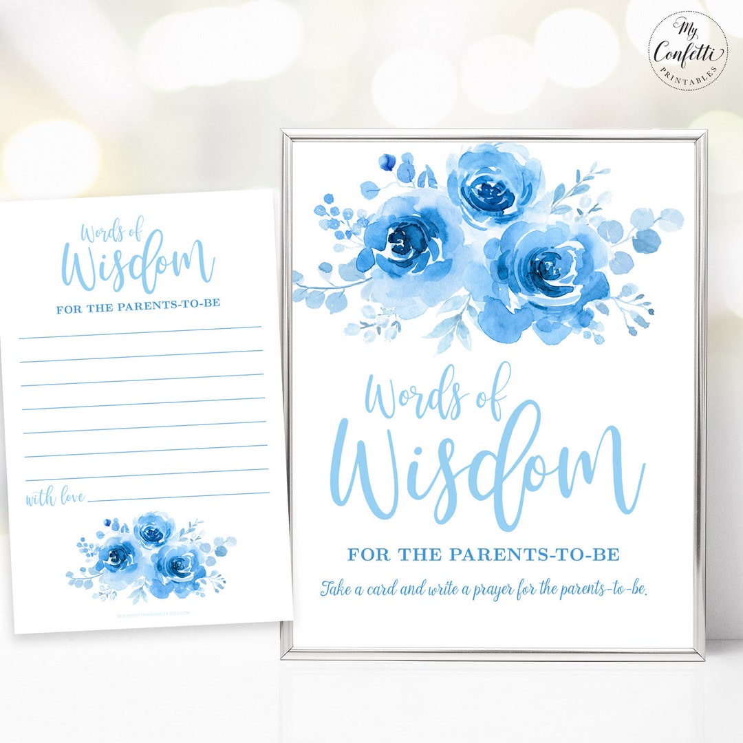 Words of Wisdom, Advice for Parents-to-be Sign & Note Cards, Printable ...