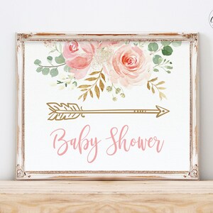 Baby Shower Arrow Signs, Printable Right and Left Arrow Signs, Blush ...