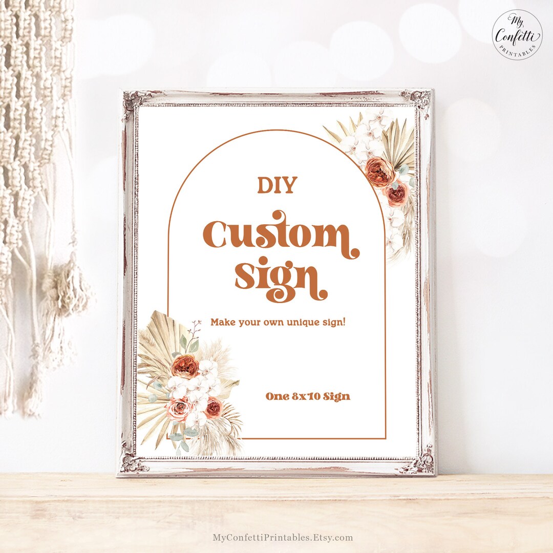 Editable 8x10 Custom Sign Template for ONE 8x10 Inch Sign, Pampas, Palm ...