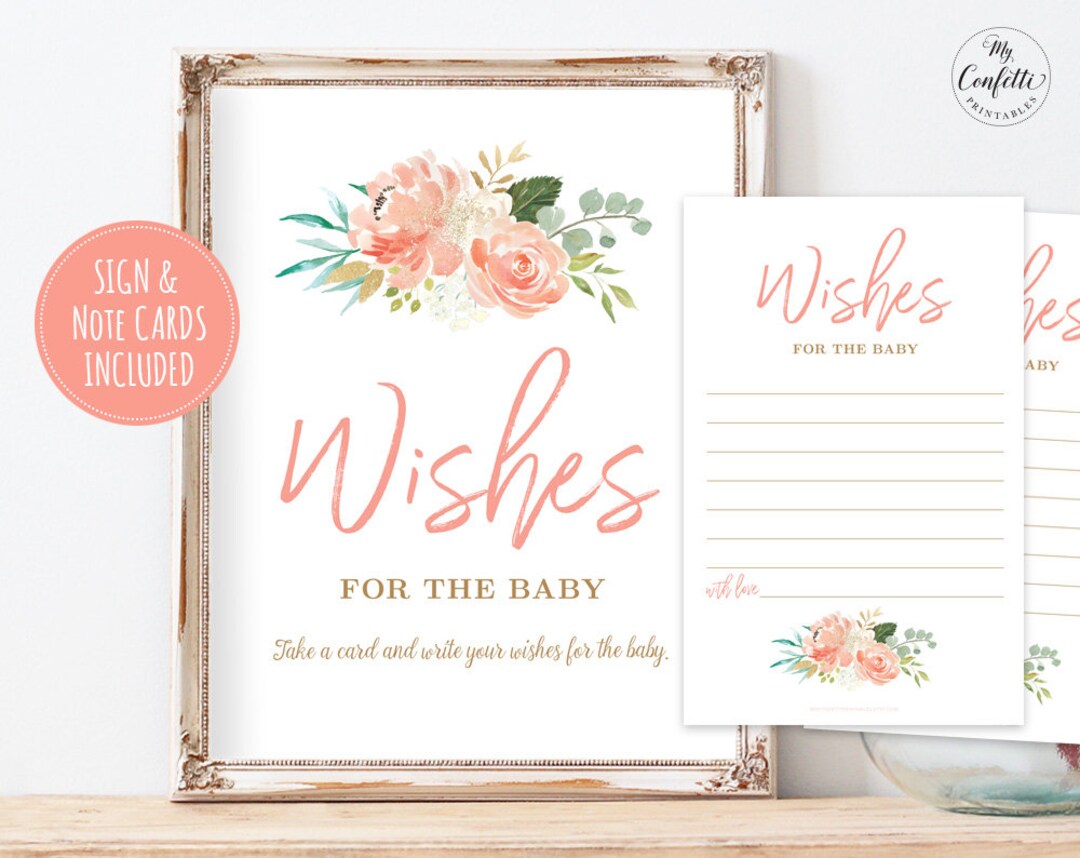 Wishes for Baby Sign and Note Cards, Printable Baby Shower Wishes for ...