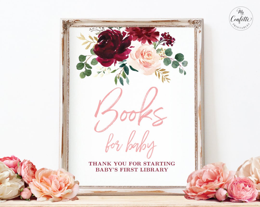 Books for Baby Sign, Printable Baby Shower Book for Baby Sign, Pink ...