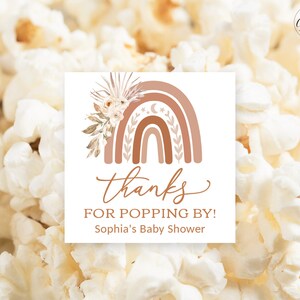 Boho Rainbow Thank You Favor Tags, Printable Popcorn Favor Tags ...