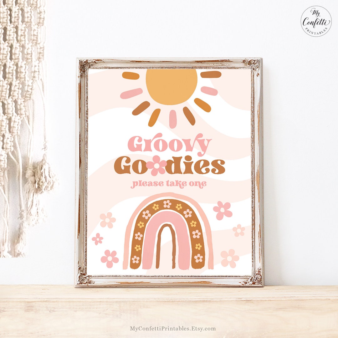 Groovy Goodies Sign, Printable Retro Style Favors Sign, Girl Birthday ...