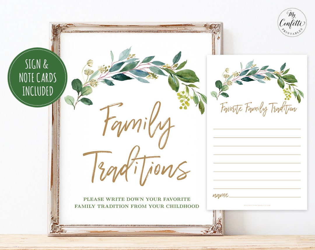 Family Traditions Sign and Cards, Printable Baby Shower Family ...