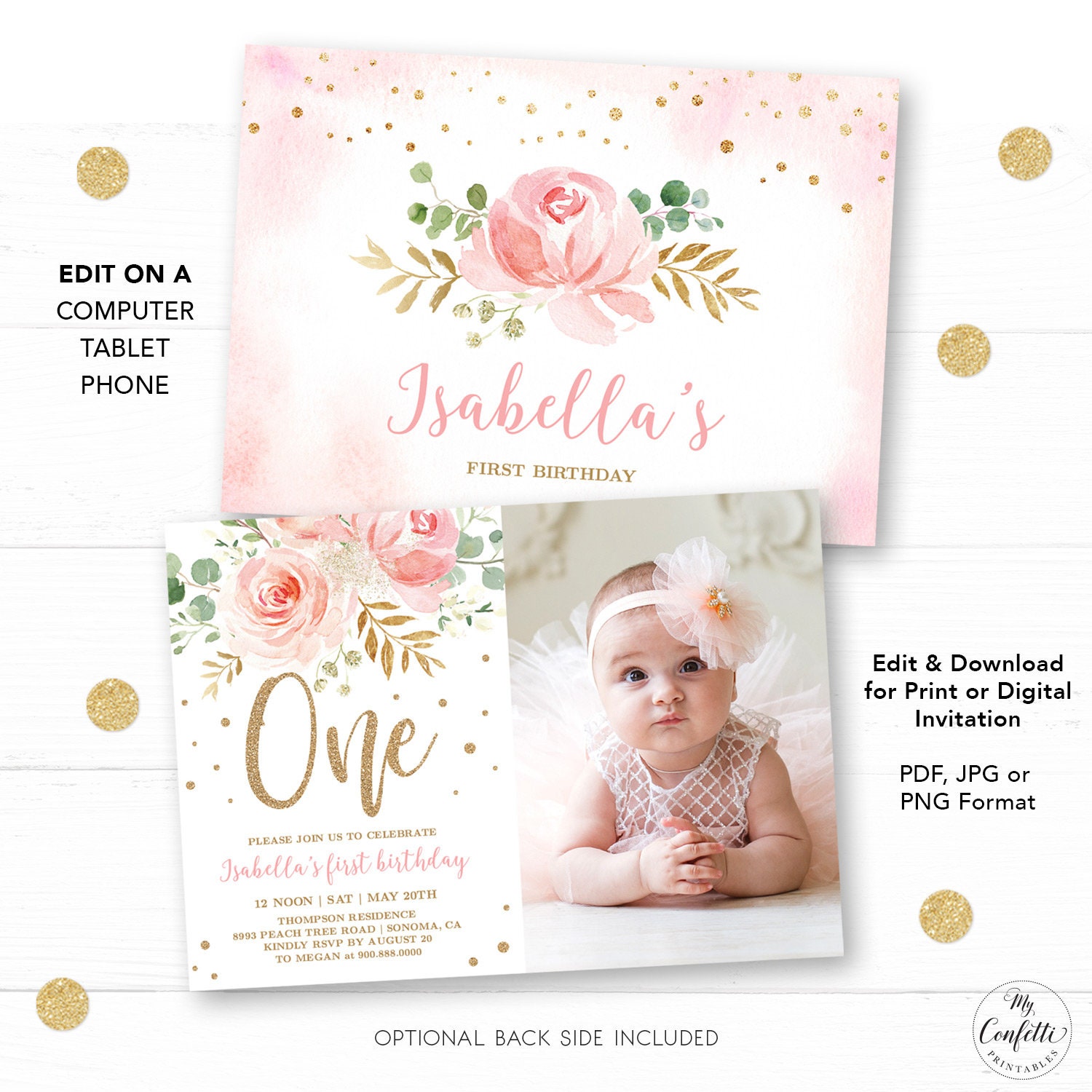 Editable Baby's First Birthday Invitation Printable Baby - Etsy