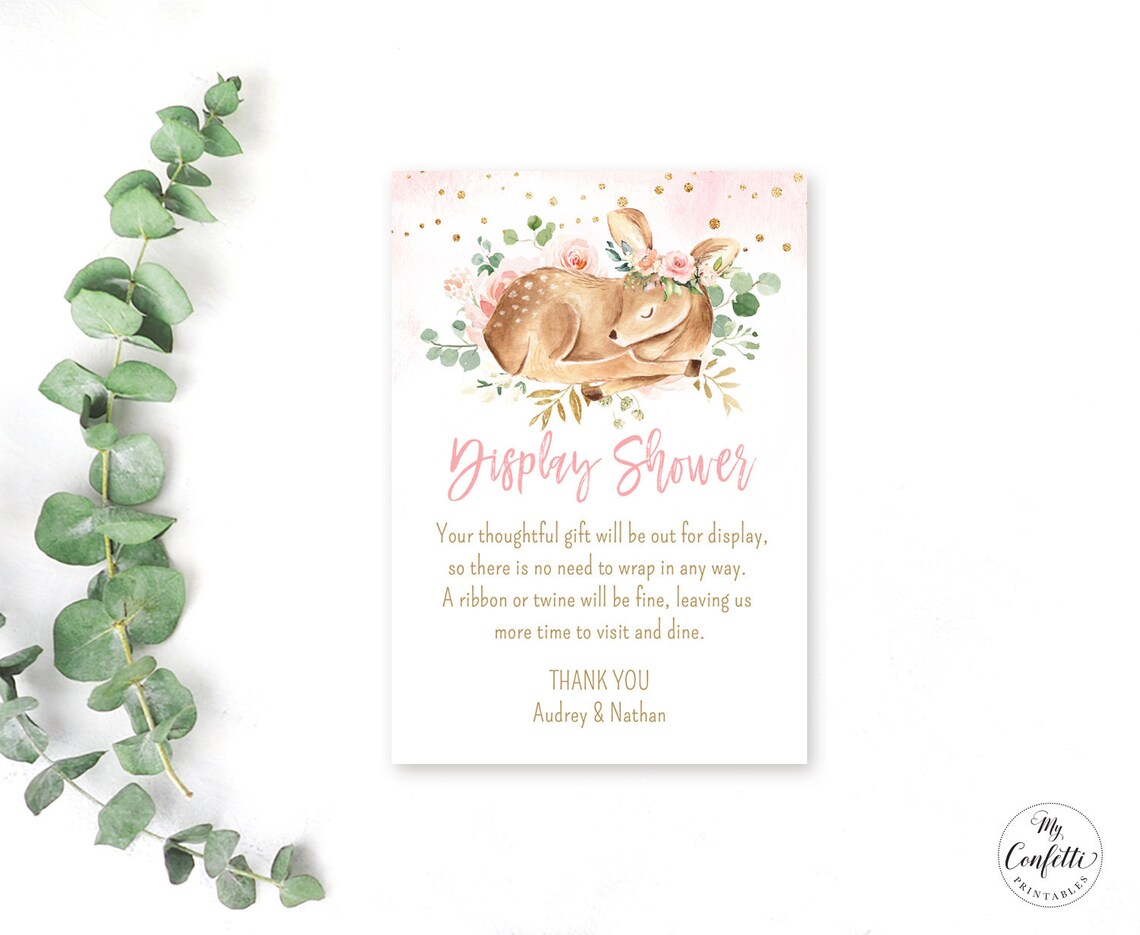 Display Shower Insert Card Printable Display Shower Card | Etsy