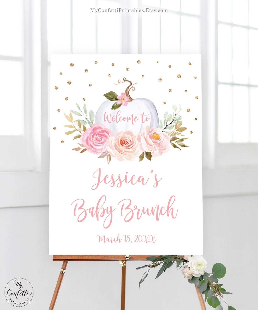 Pumpkin Baby Brunch Welcome Sign, Printable Large Baby Shower Welcome ...