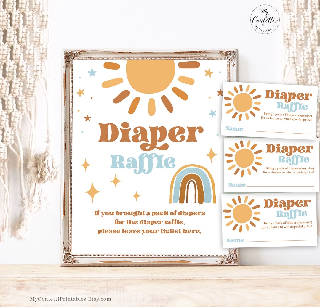 Diaper Raffle Sign and Card, Printable Diaper Raffle Cards and Sign ...
