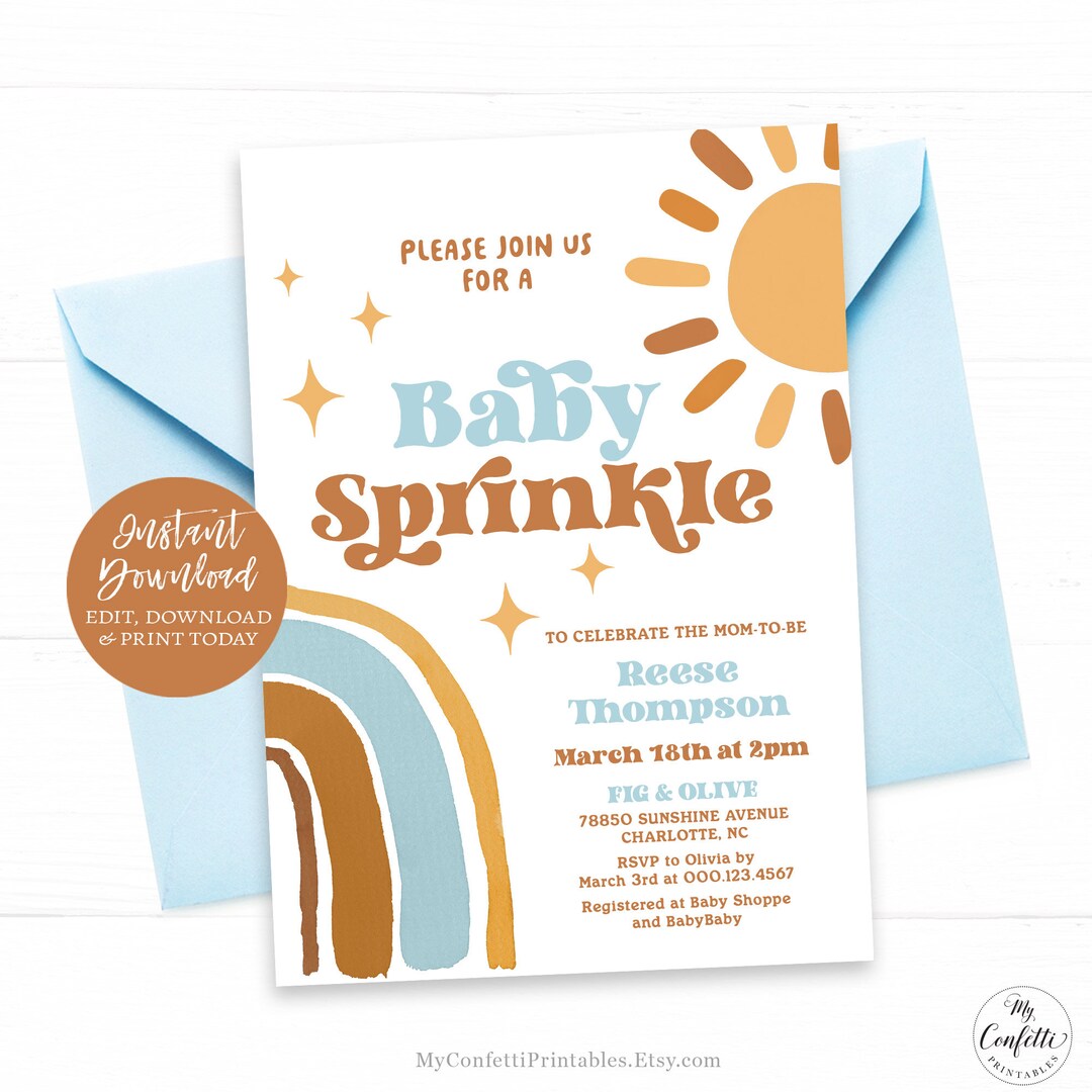 Editable Baby Sprinkle Invitation Template, Printable, Boy Baby Shower ...