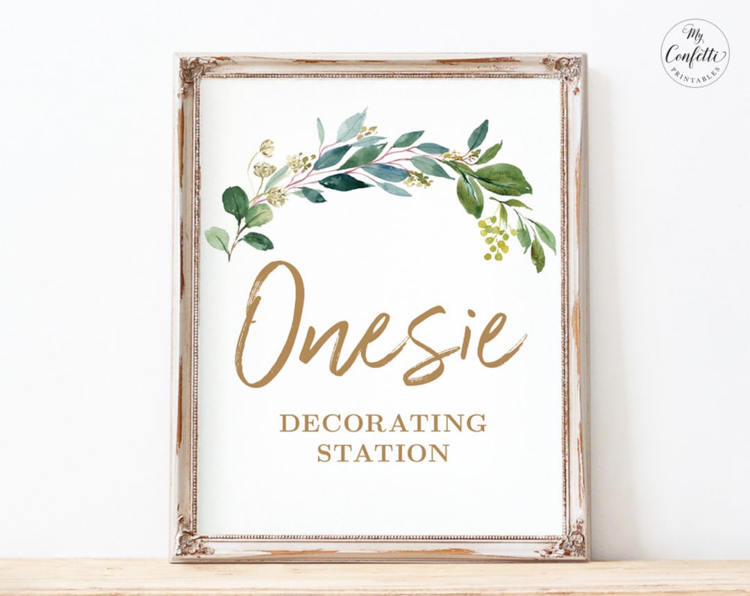 Onesie Decorating Station Sign, Printable Baby Shower Decorate A Onesie ...