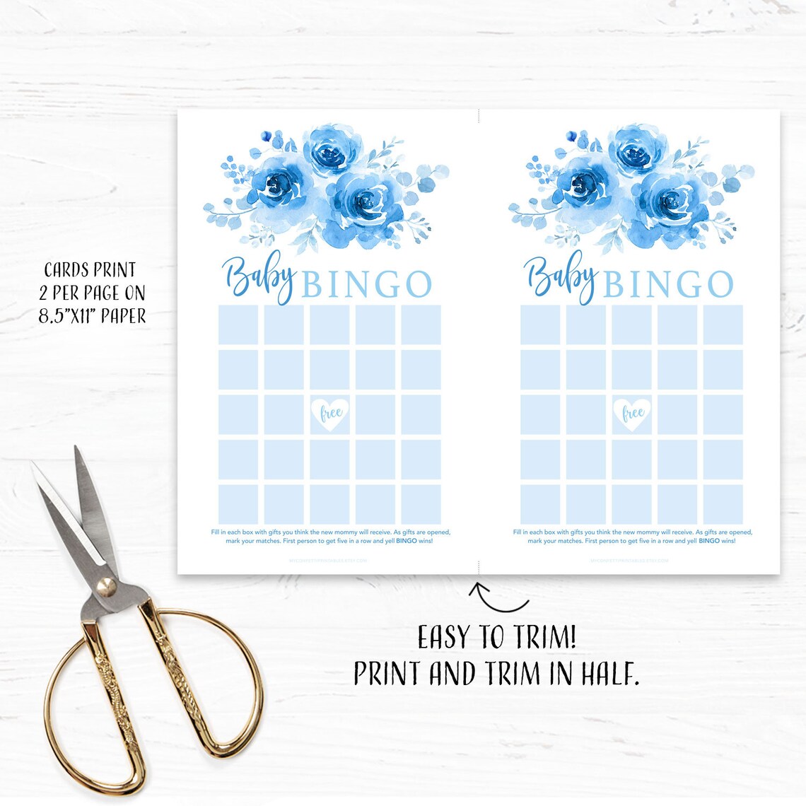 Printable Baby Bingo Game Baby Shower Game Blue Floral Boy | Etsy