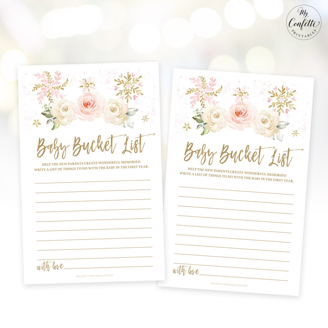 Baby Bucket List Game, Printable Baby Baby Shower Game Card, Pink ...