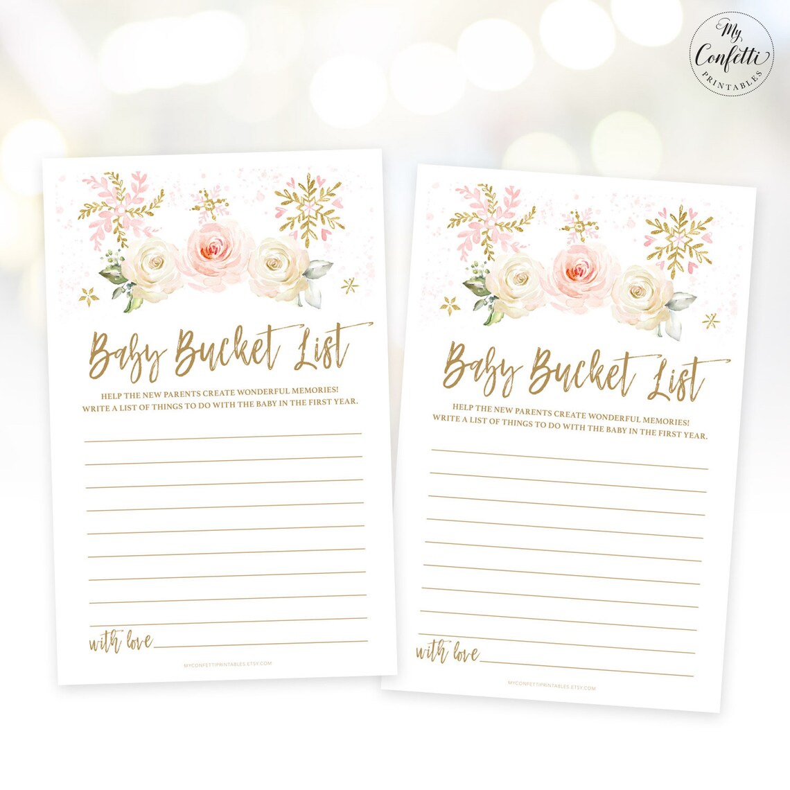 Baby Bucket List Game, Printable Baby Baby Shower Game Card, Pink ...