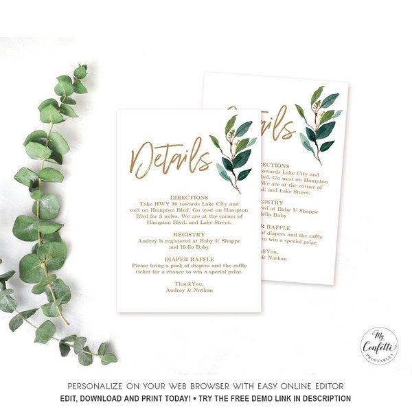 Greenery Detail Card - Etsy