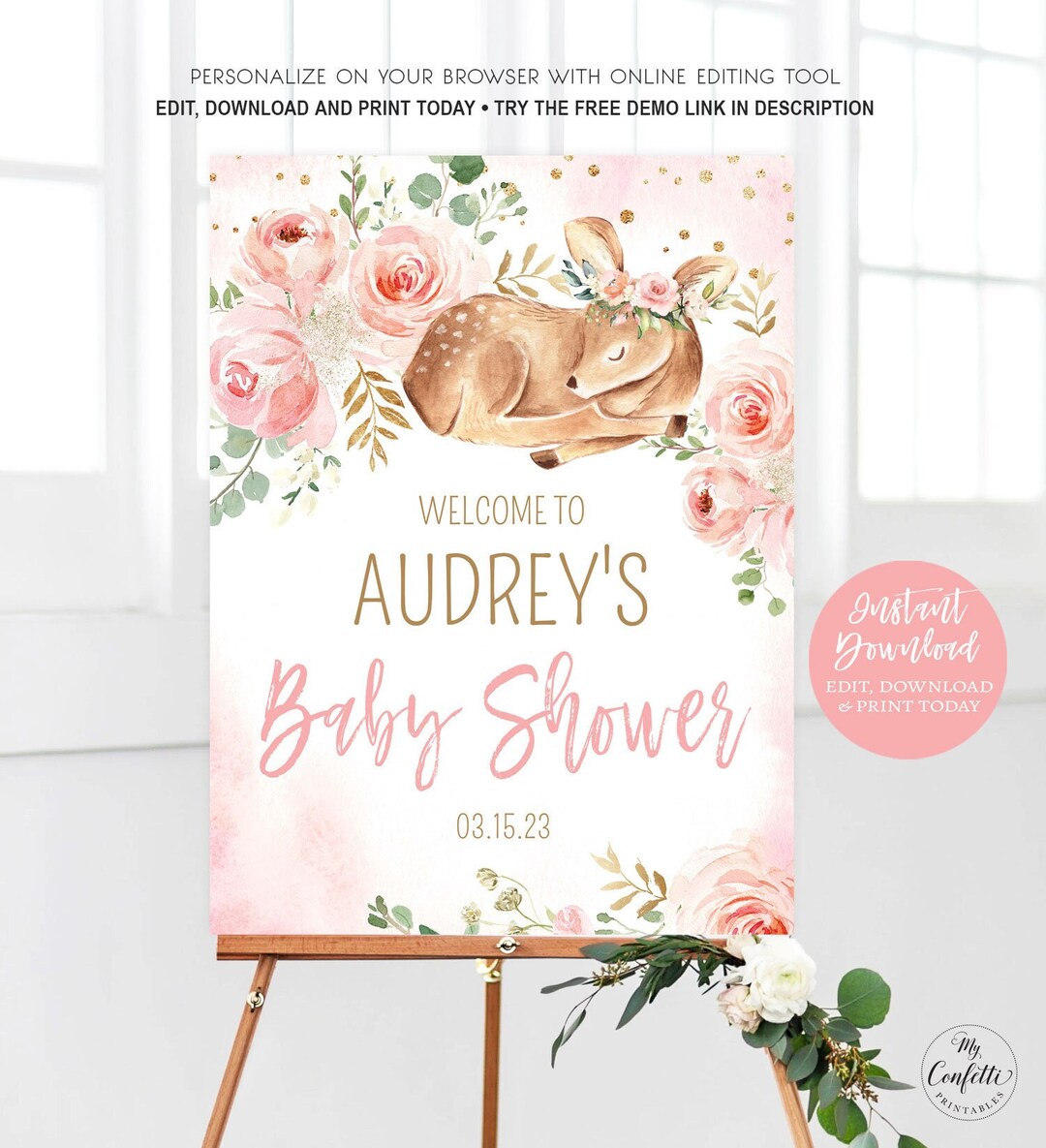 Baby Shower Welcome Sign, Printable Welcome Sign, Large, Poster ...