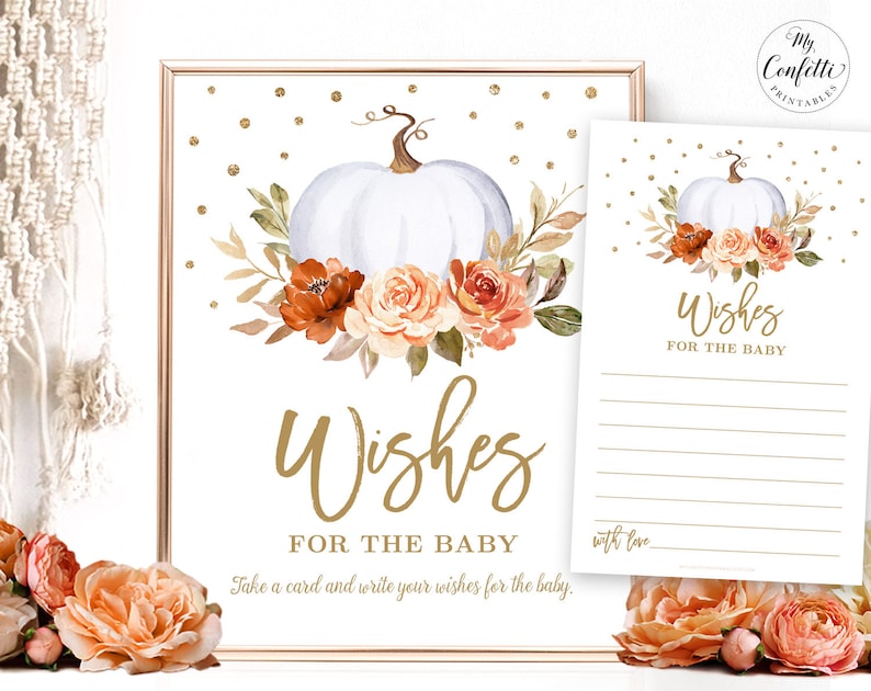 Wishes for Baby Sign and Note Cards, Printable Baby Shower Wishes for ...
