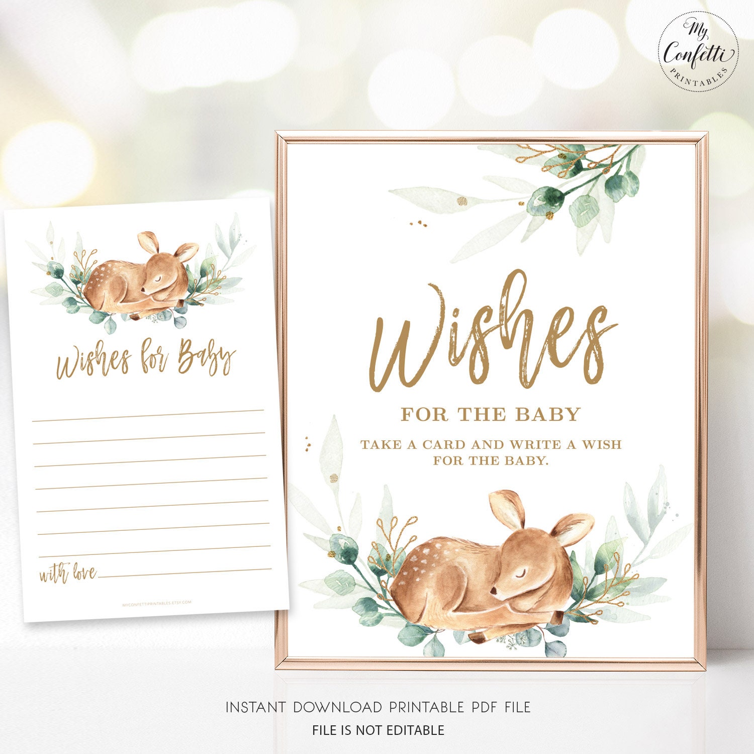 Wishes for the Baby Sign and Note Cards, Printable Baby Shower Activity ...