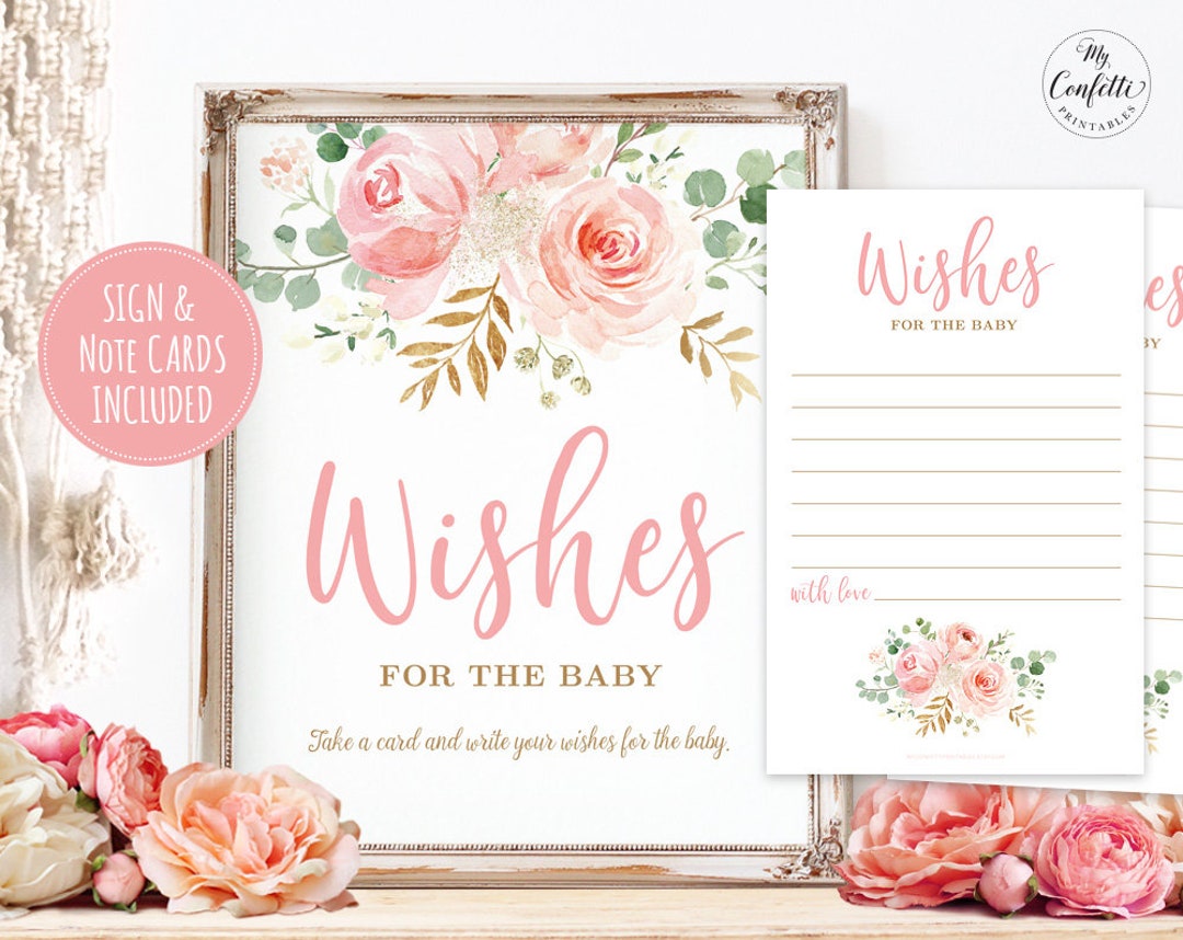 Wishes for Baby Sign and Note Cards, Printable Baby Shower Wishes for ...