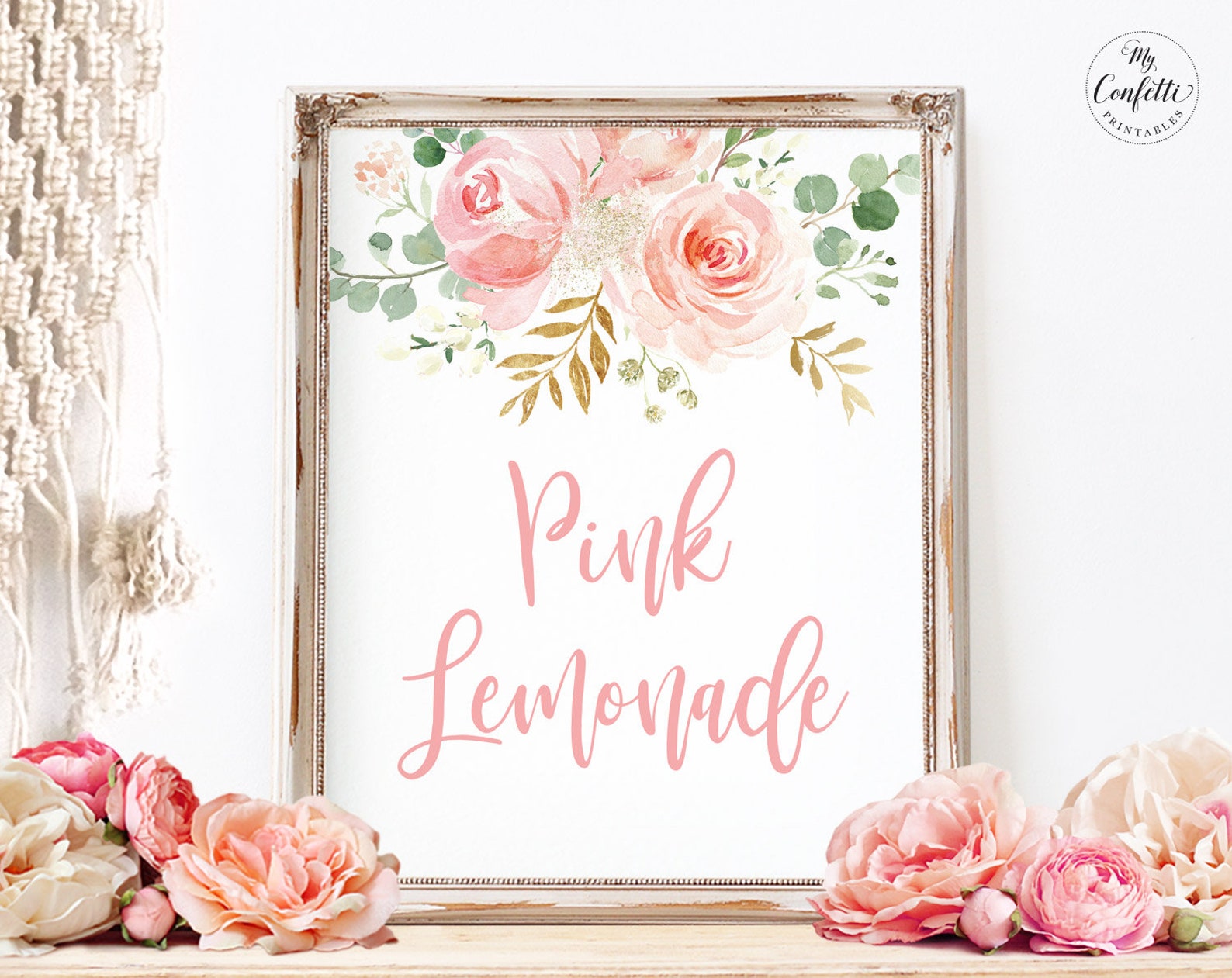Pink Lemonade Sign, Printable Lemonade Sign, Baby Shower, Birthday ...