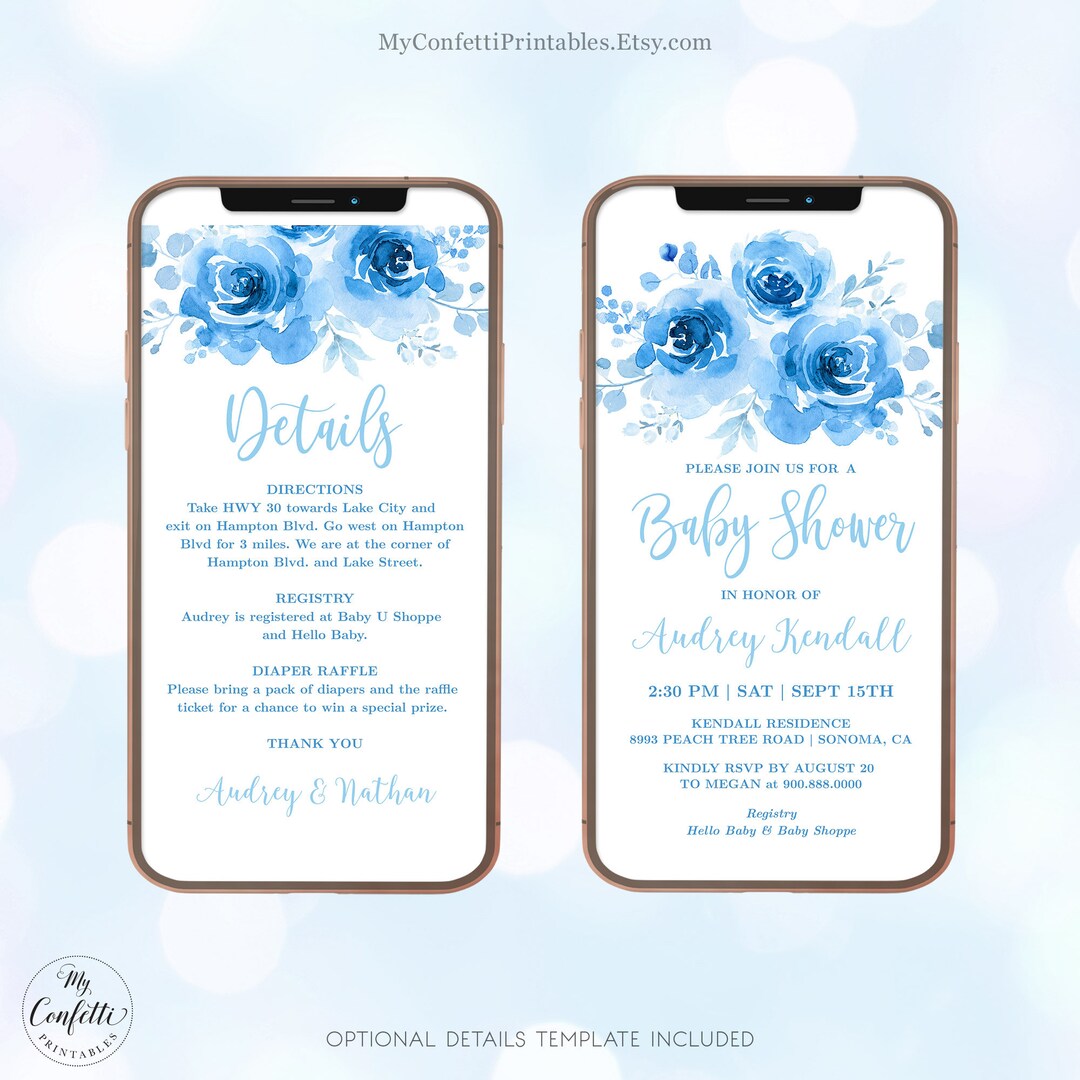 DIGITAL Baby Shower Invitation, Electronic Boy Baby Shower Invitation ...
