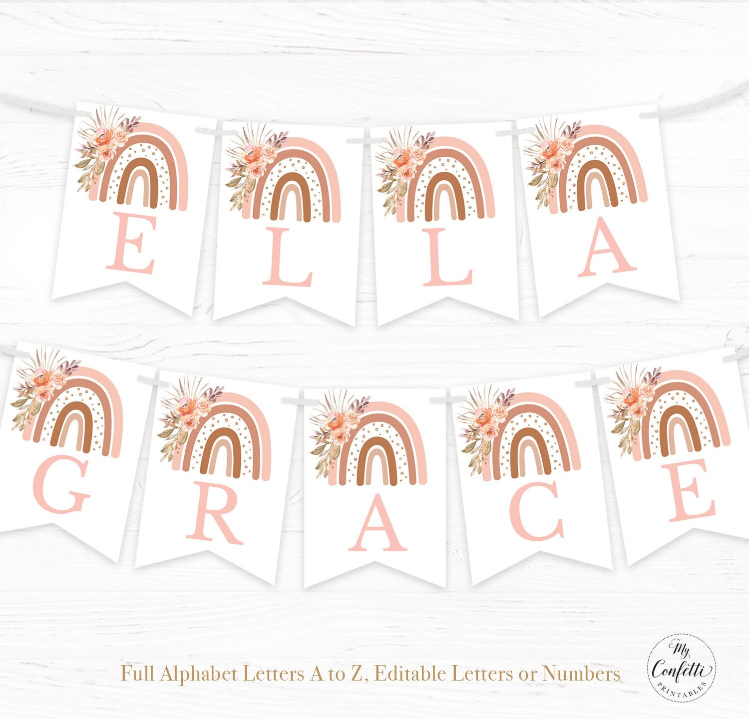 Editable Alphabet Banner Set, Printable Birthday Banner, Printable Name ...